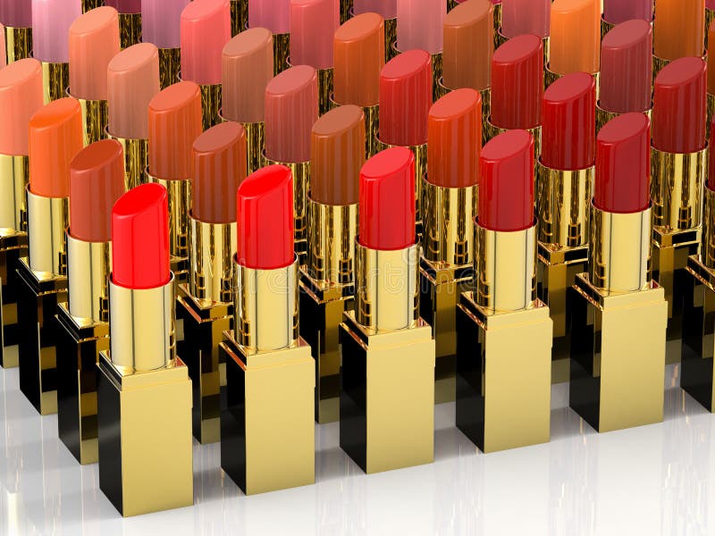 Many shades of lipsticks stock illustration. Illustration of beauty ...