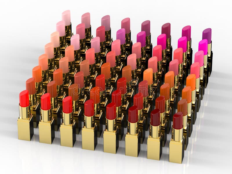 Many shades of lipsticks stock illustration. Illustration of gloss ...
