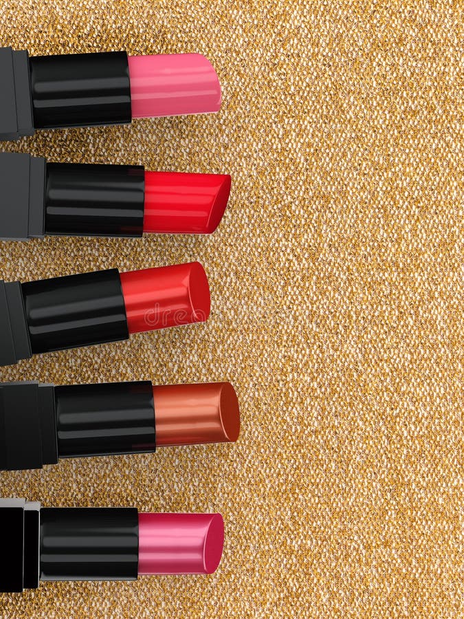 Many shades of lipsticks stock illustration. Illustration of golden ...