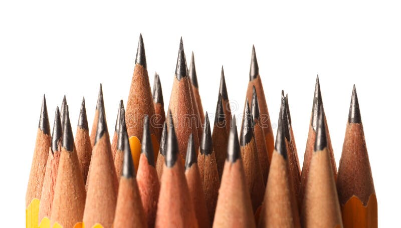 Many Sharp Graphite Pencils Isolated on White Stock Image - Image of ...