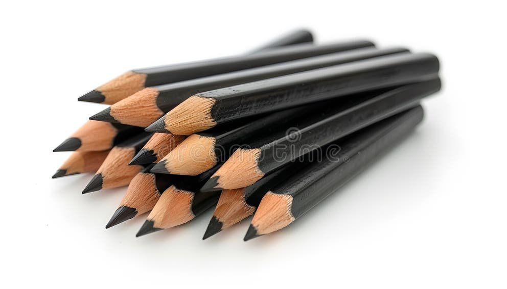 Many Sharp Graphite Pencils Isolated on White Stock Image - Image of ...