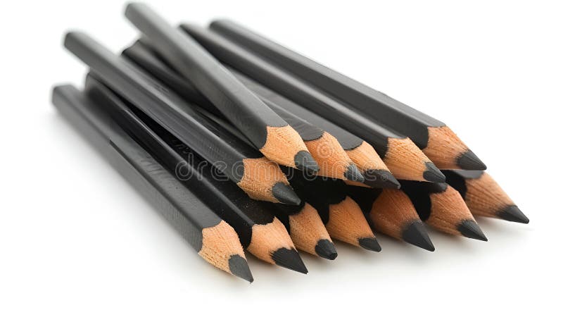 Many Sharp Graphite Pencils Isolated on White Stock Photo - Image of ...