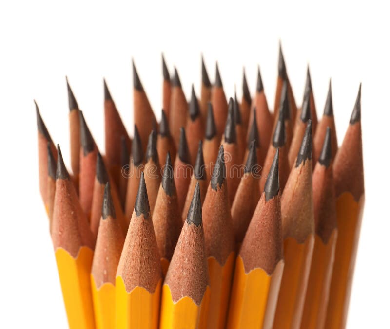 Many Sharp Graphite Pencils Isolated on White, Closeup Stock Photo ...