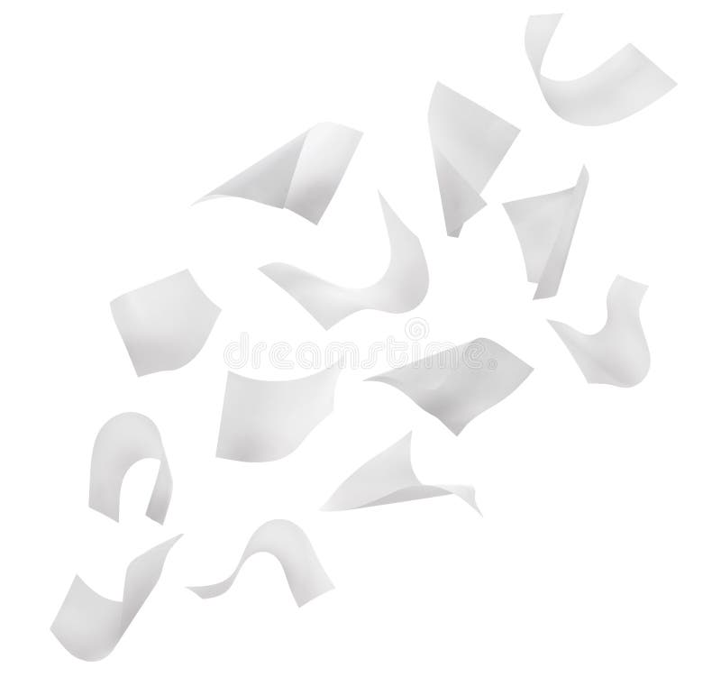 Many Sheets of Paper Falling on White Background Stock Photo - Image of ...