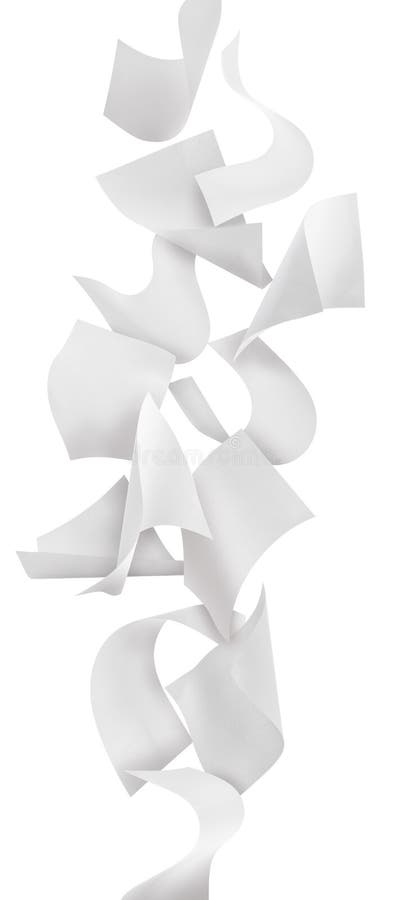 Many Sheets of Paper Falling on White Background Stock Photo - Image of ...