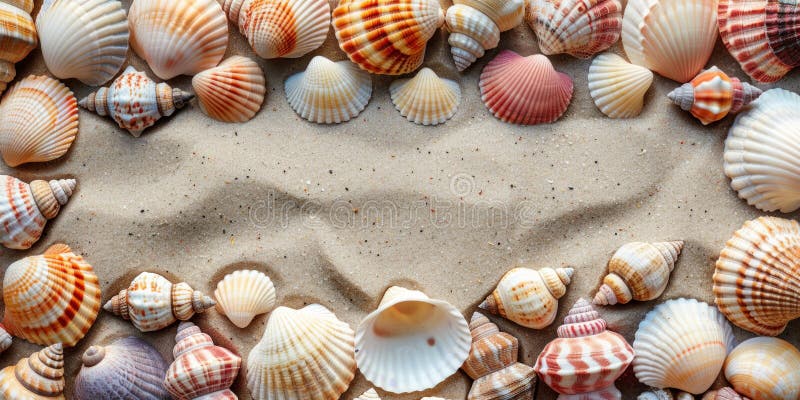 Many Shells are Arranged on the Sand Stock Image - Image of bivalve ...