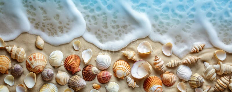 Many Shells on the Sand on the Beach Stock Illustration - Illustration ...