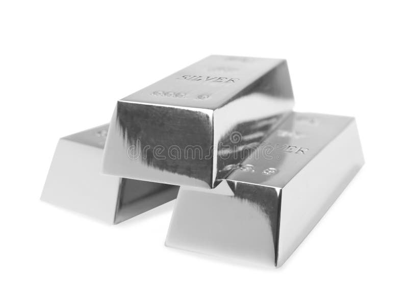 Many Shining Silver Bars Isolated on White Stock Image - Image of group ...