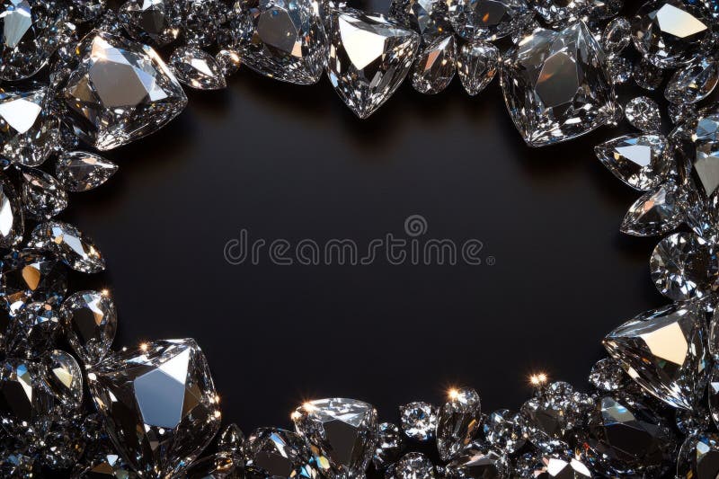 Many Shiny Diamonds of Different Sizes and Shapes Creating a Frame on a ...
