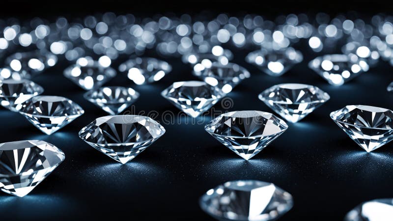 Many Shiny Diamonds Sparkle on a Black Background. the Background is ...