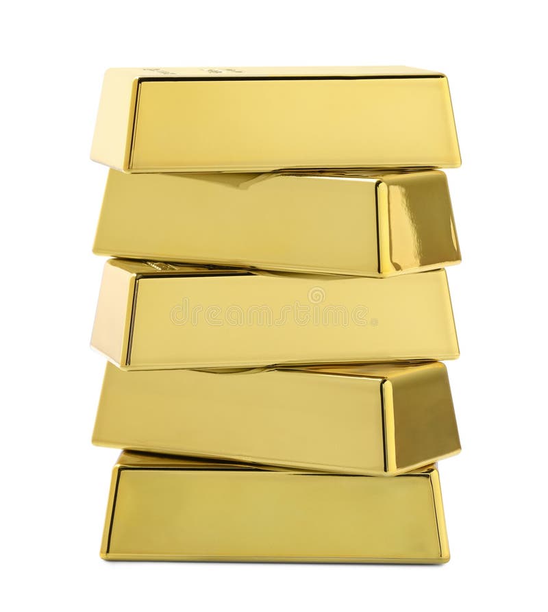 Many Gold Bars Isolated on White Stock Photo - Image of bars, deposit ...