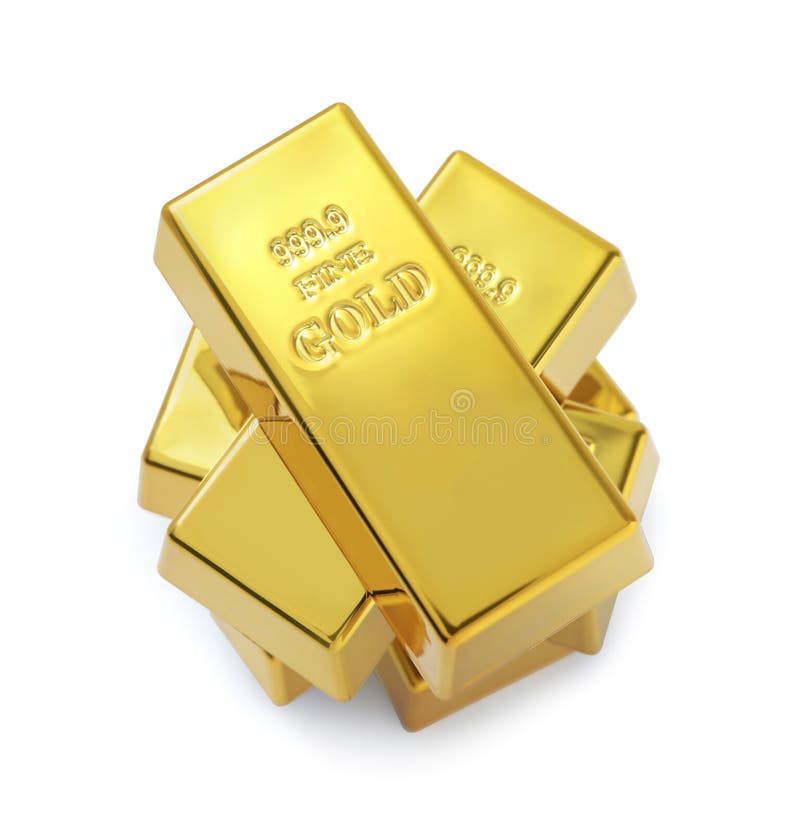 Many Gold Bars Isolated on White, Top View Stock Photo - Image of bars ...