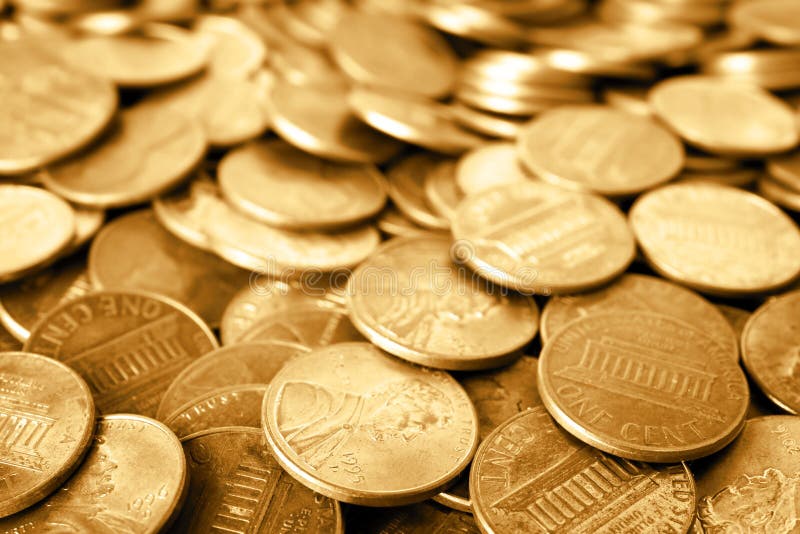 Many Shiny USA One Cent Coins Stock Image - Image of growth, concept ...