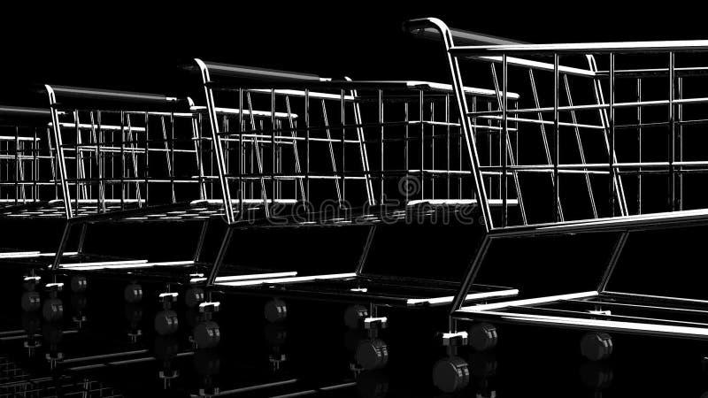 Many Shopping Carts on Black Background Stock Video - Video of retail ...