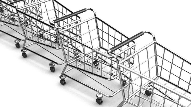 Many Shopping Carts on White Background Stock Footage - Video of white ...