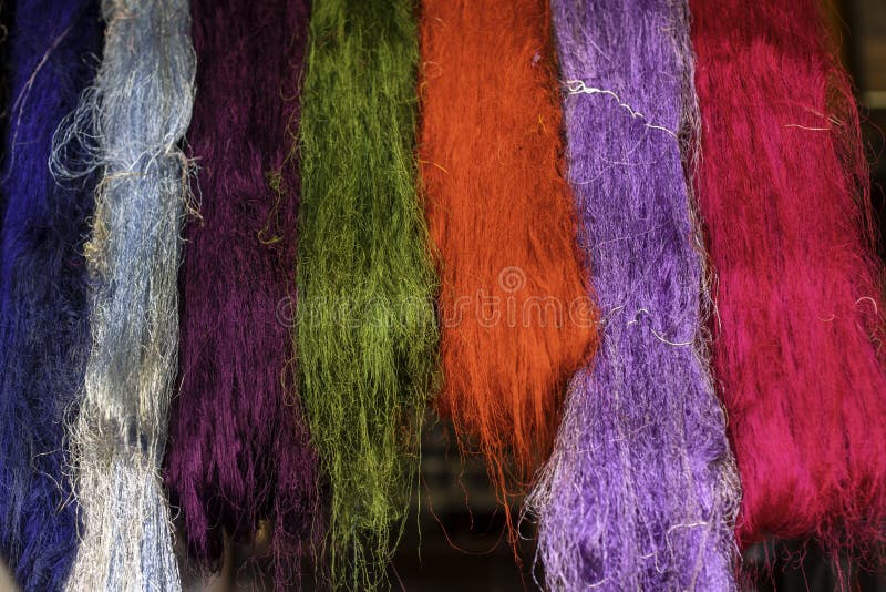 Many Silk Threads Hanging on the Rail Stock Image - Image of pattern ...
