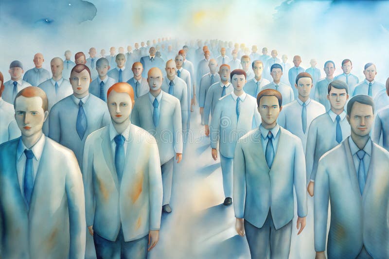 Many Similar People Lined Up in Rows Reaching To the Horizon Stock ...