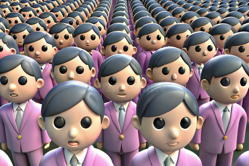 Many Similar People Lined Up in Rows Reaching To the Horizon Stock ...