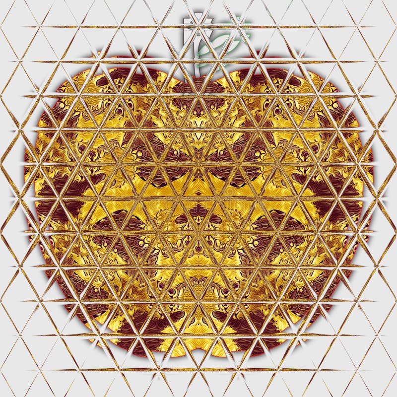 Many Similar Triangle Shaped Mosaic Tiles Distorting a Singe Golden ...