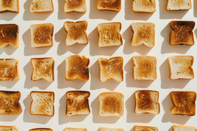 Many Slices of Toasted Bread on White Background, Top View Stock Image ...
