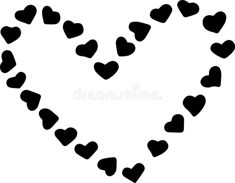 Many Small Black Hearts are Forming a Large Heart Shape on a Clean ...