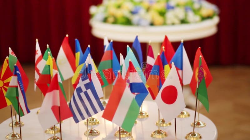 Many Small Colored Flags of Different Countries on Stock Video - Video ...