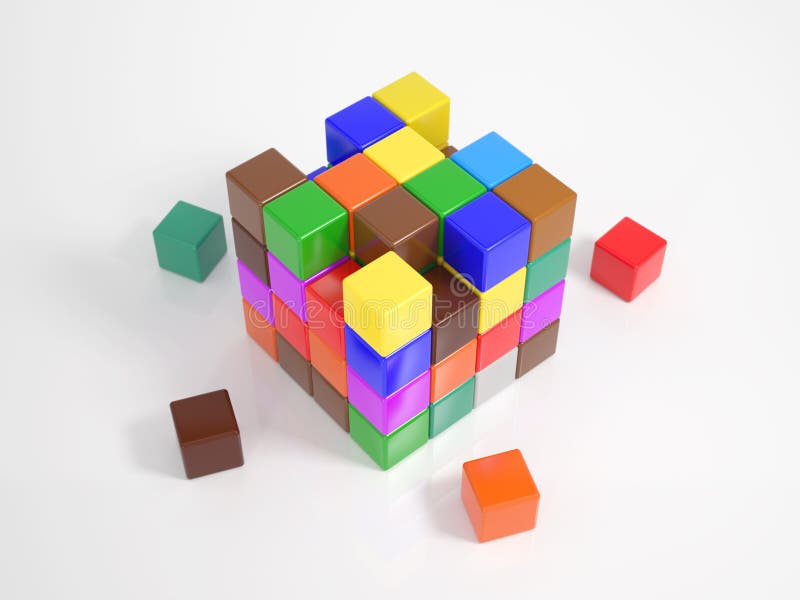 Many Small Cubes Building a Big Cube Stock Illustration - Illustration ...