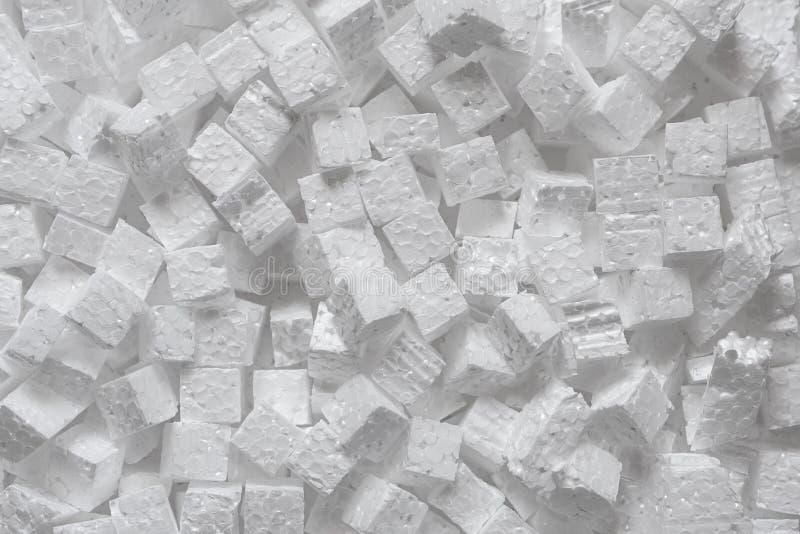 Many Small Cubes of White Polystyrene, Top View. Packaging Material ...