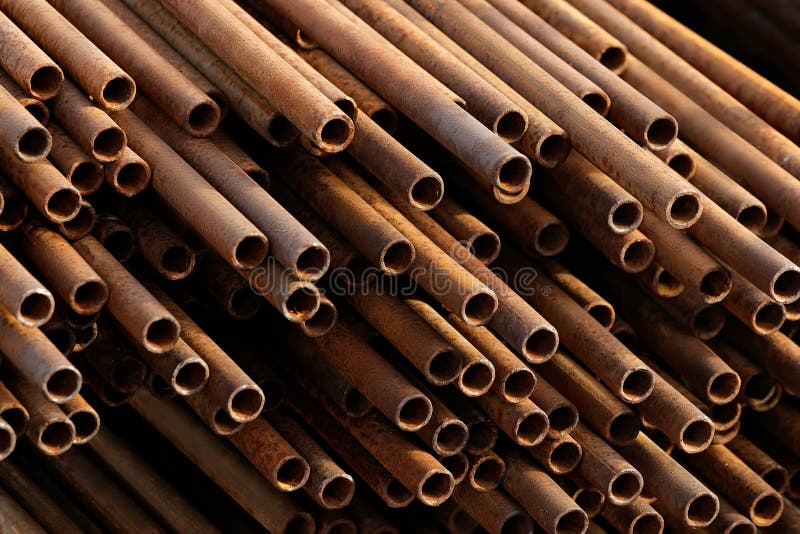 Many Small-diameter Metal Pipes for Gasification and Construction Lie ...