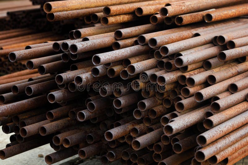 Many Small-diameter Metal Pipes for Gasification and Construction Lie ...
