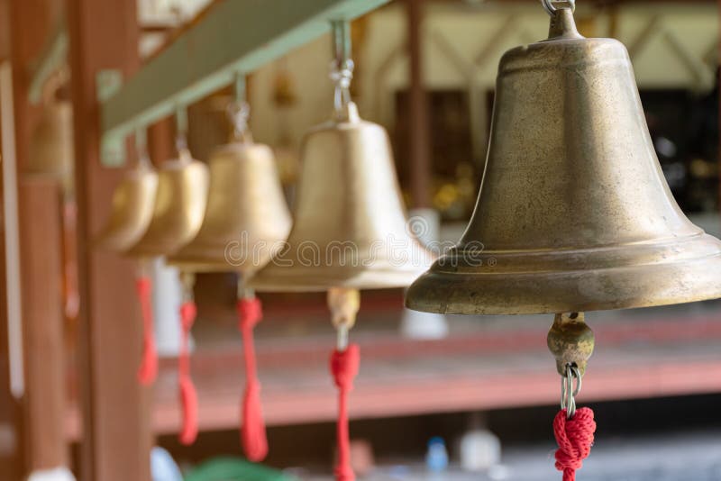 Many Small Golden Bells are Lined Up Stock Photo - Image of history ...