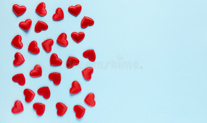 Many Small Hearts on a Blue Background, Banner, Pattern Stock Image ...