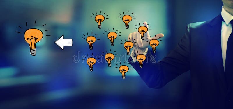 Many Small Ideas into One Big Idea with a Businessman Stock Photo ...