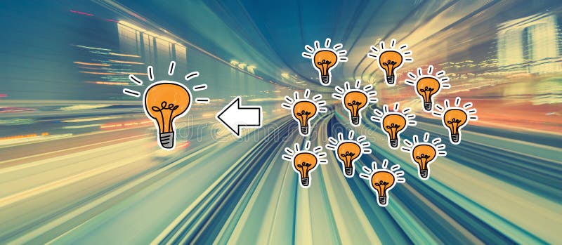 Many Small Ideas into One Big Idea with High Speed Motion Blur Stock ...