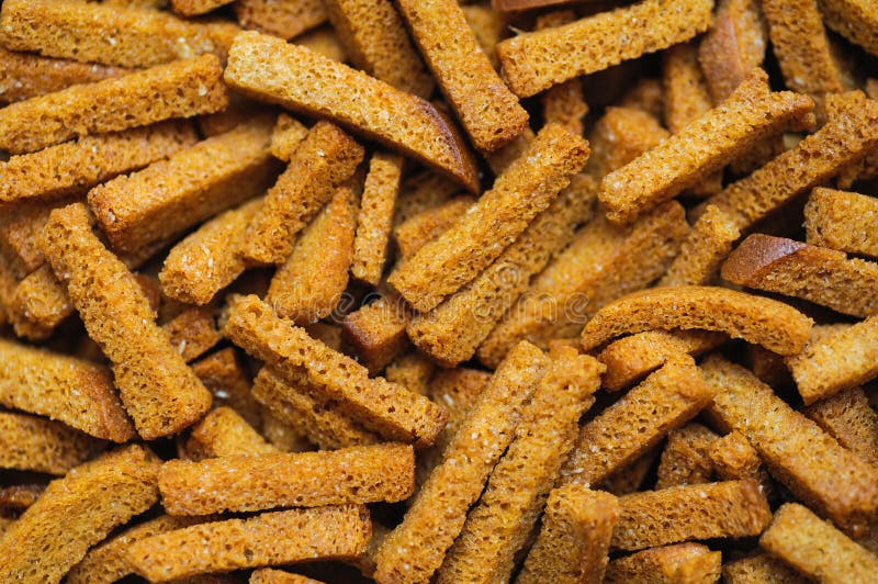 Many Small Pieces of Dried Bread Stock Photo - Image of appetizer ...