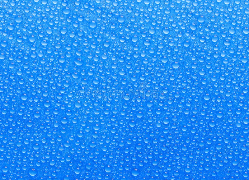 Small Water Drops on a Blue Surface Stock Photo - Image of water, clean ...