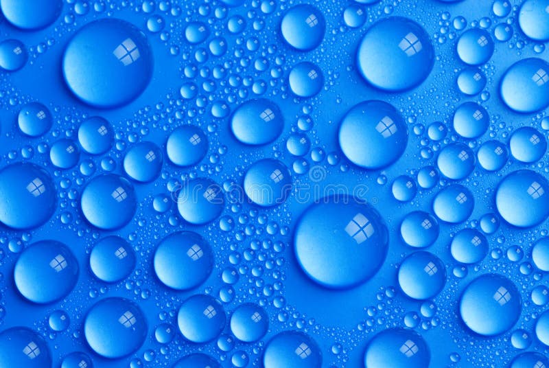 Small Water Drops on a Blue Surface Stock Image - Image of environment ...