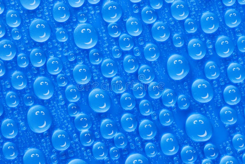 Small Water Drops on a Blue Surface Stock Photo - Image of cute ...