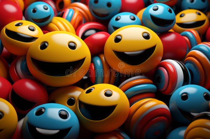 Many Smiley Faces are Arranged Together in a Circle Stock Illustration ...