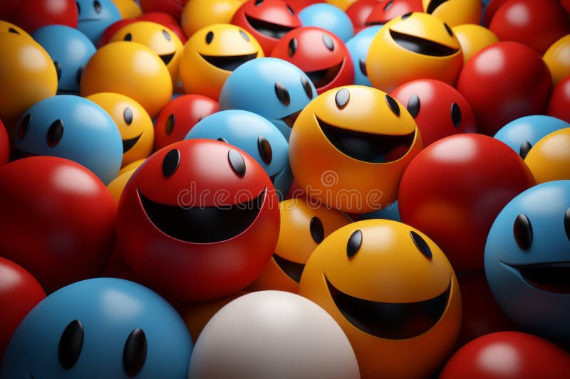 Many Smiley Faces are Arranged Together in a Group Stock Illustration ...