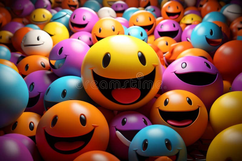 Many Smiley Faces are Arranged Together in a Group Stock Illustration ...