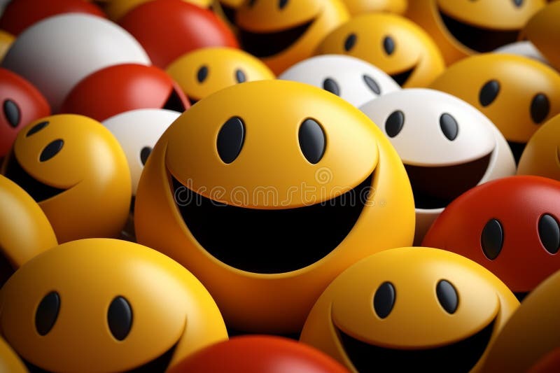 Many Smiley Faces are Grouped Together in a Circle Stock Illustration ...