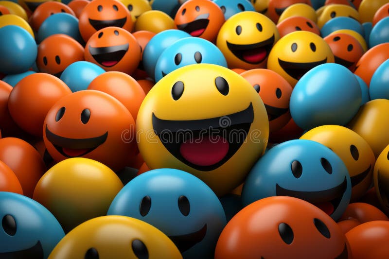 Many Smiley Faces in a Large Group of Colorful Eggs Stock Illustration ...
