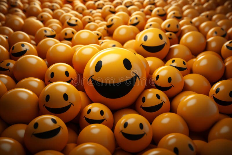 A Large Group of Yellow Smiley Faces with Blue Eyes Stock Illustration ...