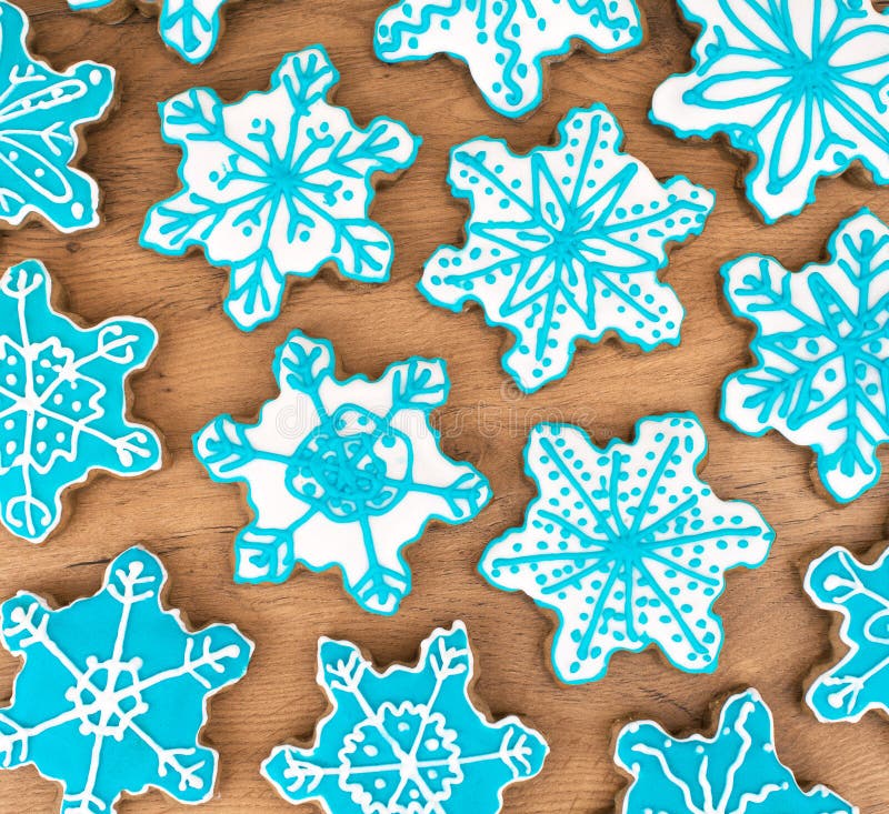 Many Snowflake Shaped Cookies. Stock Image - Image of icing, handmade ...