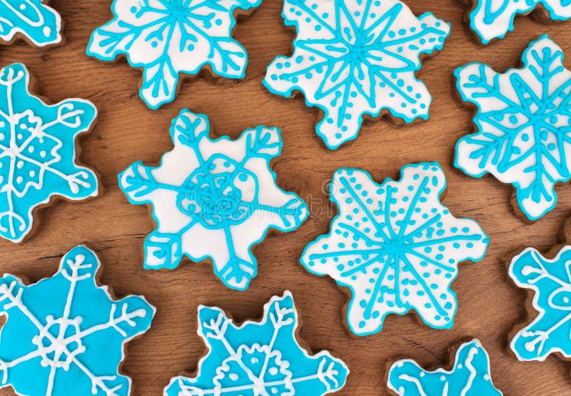 Many Snowflake Shaped Cookies. Stock Photo - Image of iced, food: 65189676