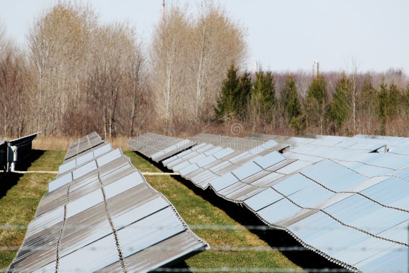 Many Solar Panels in a Row in a Large Solar Panel Field Stock Photo ...