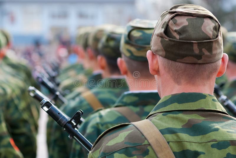 Many soldiers, rear view editorial photo. Image of selective - 38365106