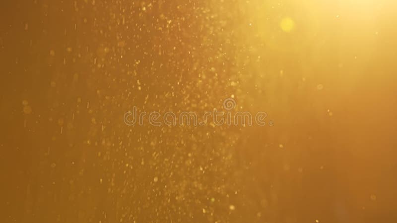 Many Sparkling Glitters Floating in Bright Light on Empty Golden ...