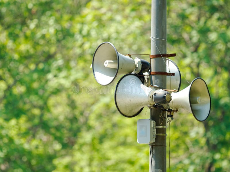 Many Speaker is Mounted on an Electric Pole Stock Image - Image of ...